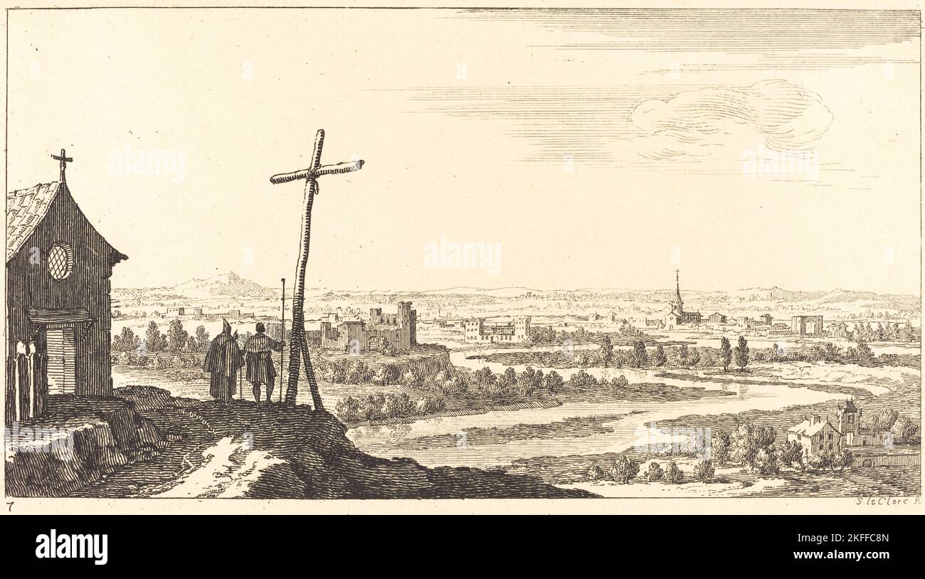 Landscape with Church and Town in Distance, 1673 Stock Photo - Alamy