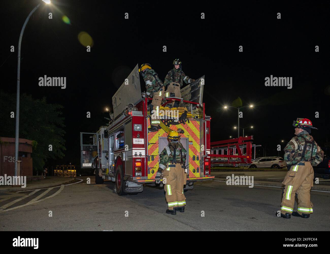 U.S. Air Force Firefighters assigned to the 51st Civil Engineer ...