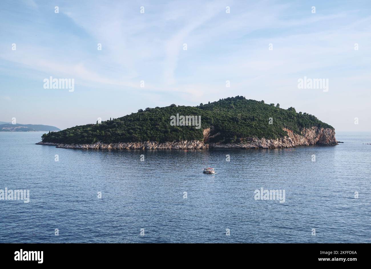An aerial view of a forested island Stock Photo - Alamy