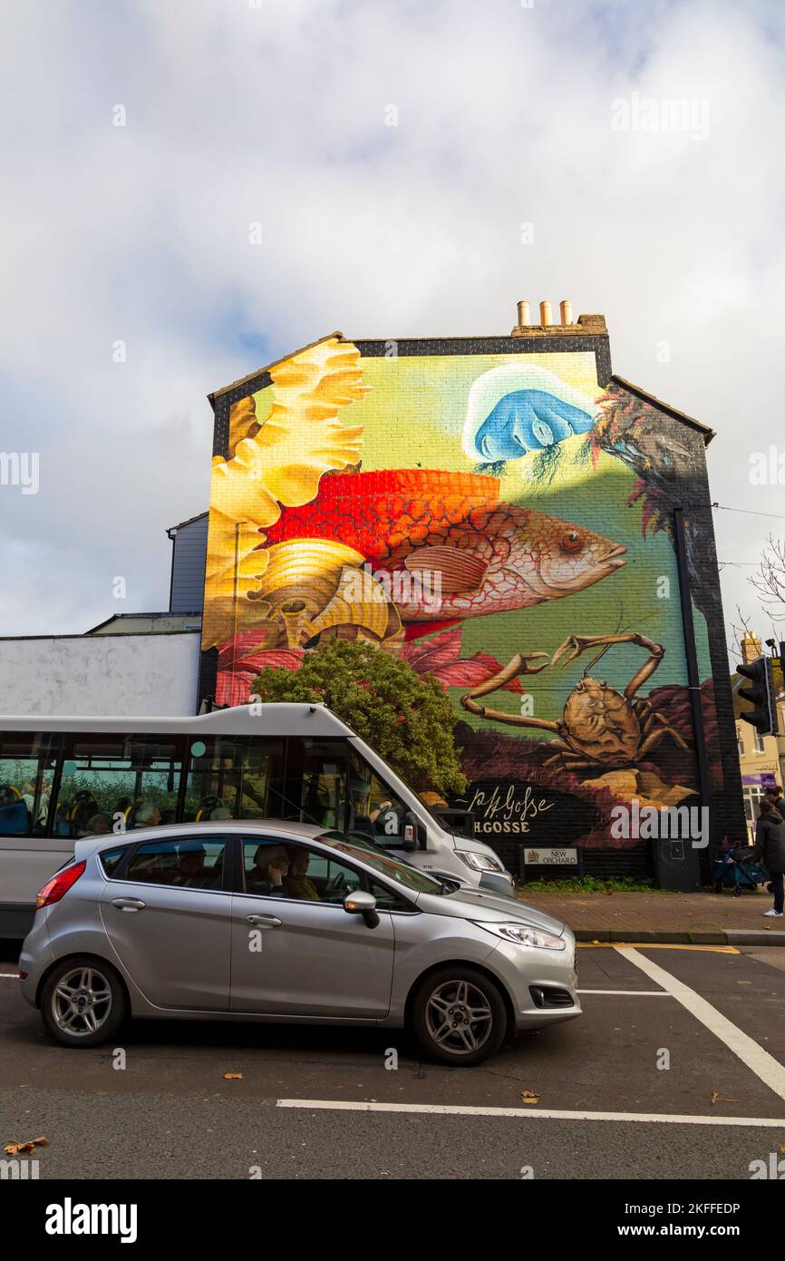 Poole, Dorset UK. 18th November 2022. A new mural being created on the ...