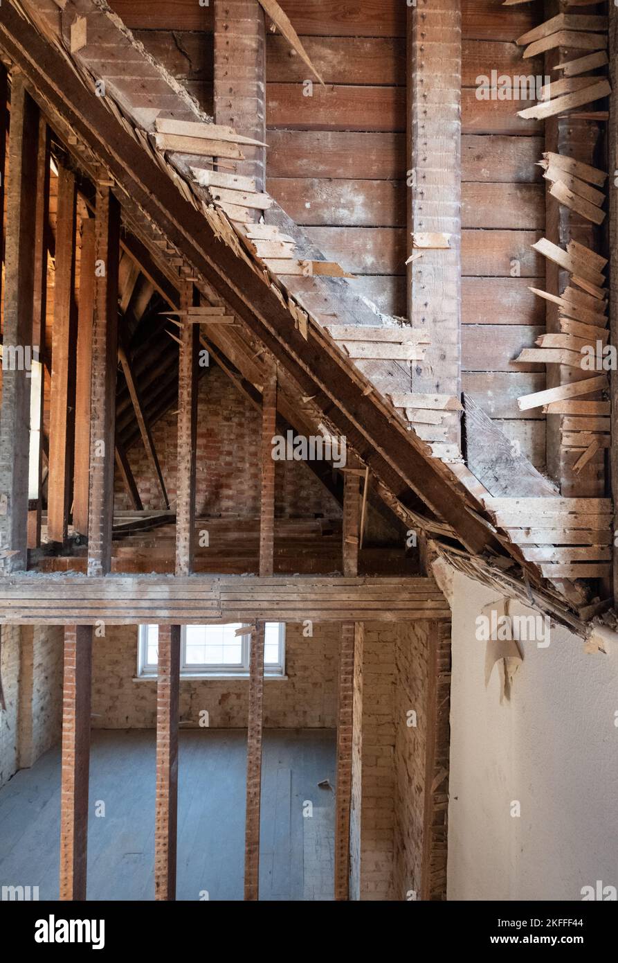 Building work underway in a suburban Edwardian house in Pinner ...