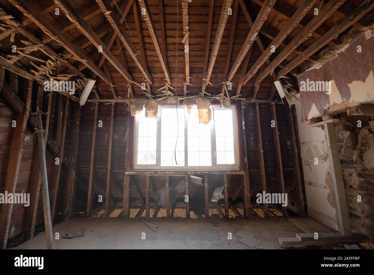 Building work underway in a suburban Edwardian house in Pinner ...