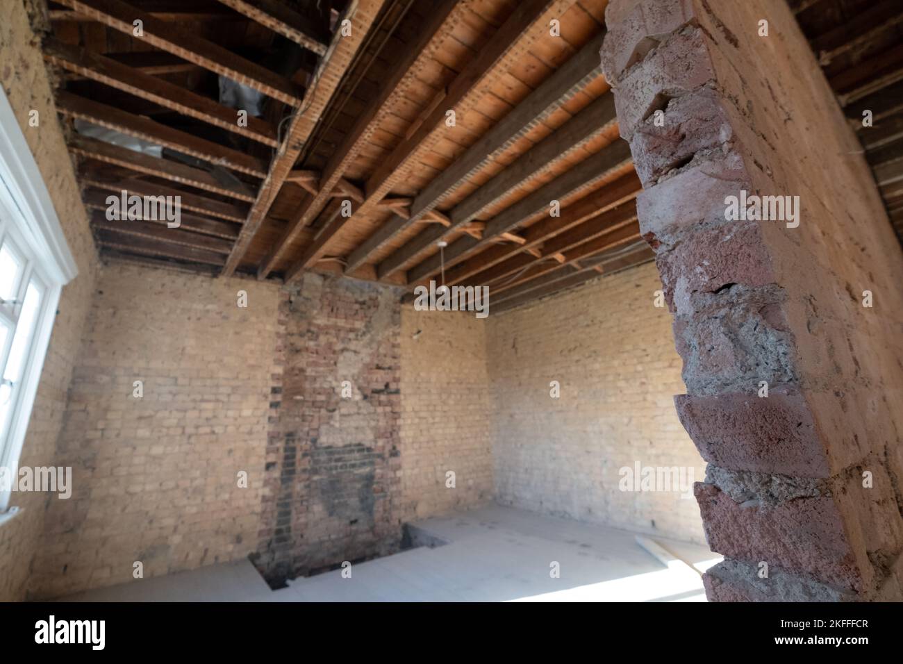 Building work underway in a suburban Edwardian house in Pinner ...