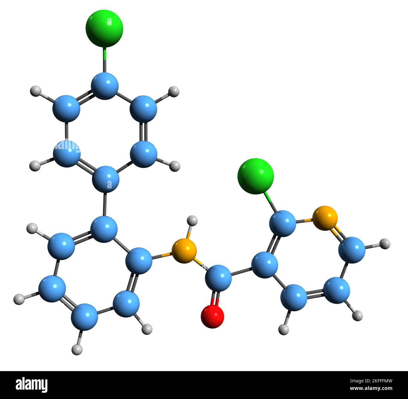 3D image of Boscalid skeletal formula - molecular chemical structure of ...