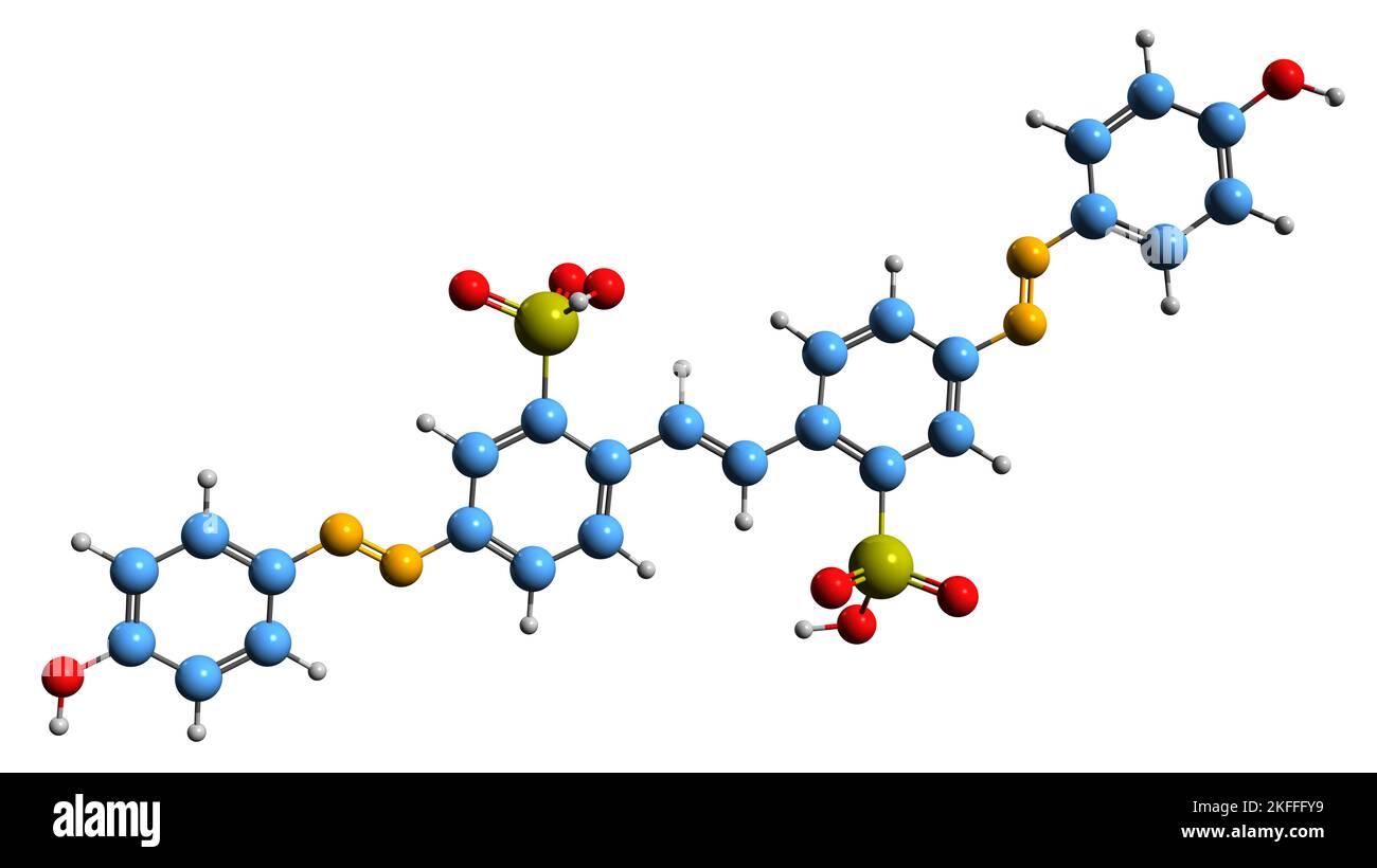 3D image of Brilliant Yellow skeletal formula - molecular chemical ...