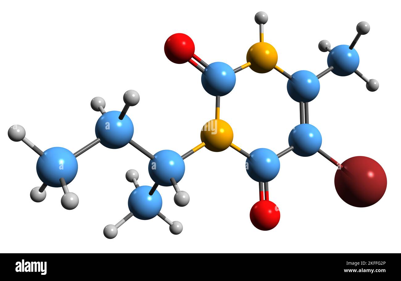 3D image of Bromacil skeletal formula - molecular chemical structure of ...