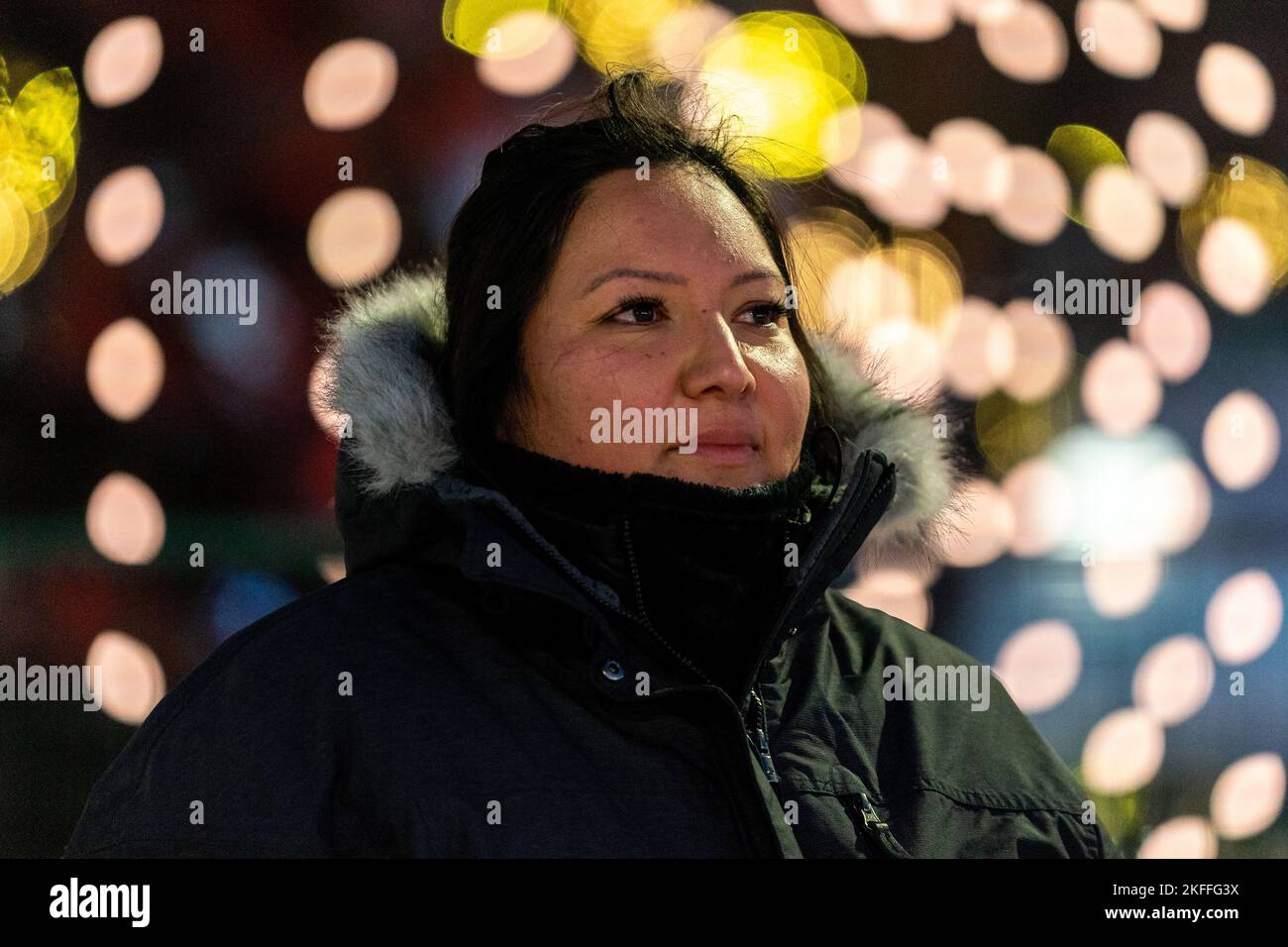 Singer Teagan Littlechief stands for a photograph in front of Mosaic ...