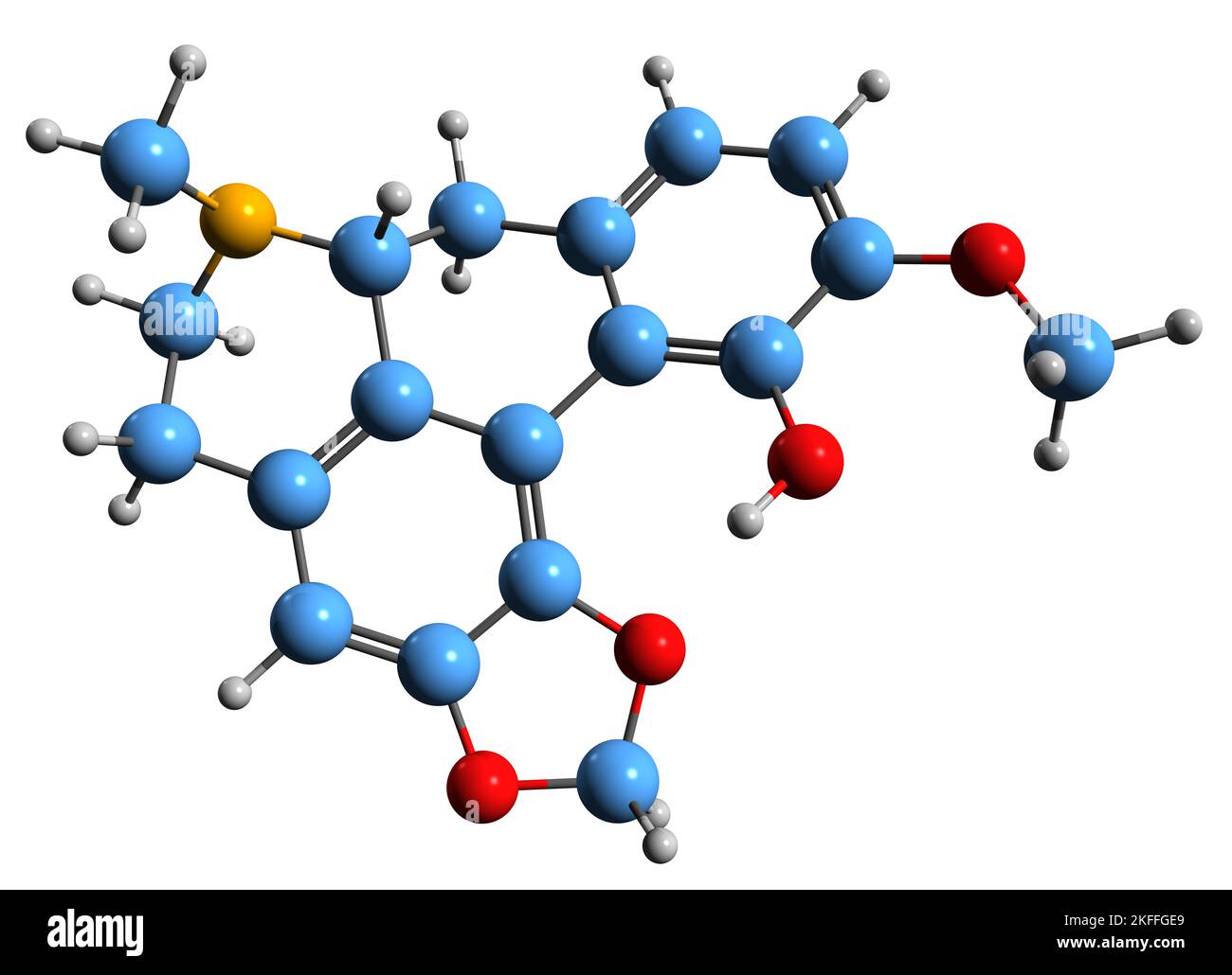 3D image of Bulbocapnine skeletal formula - molecular chemical ...