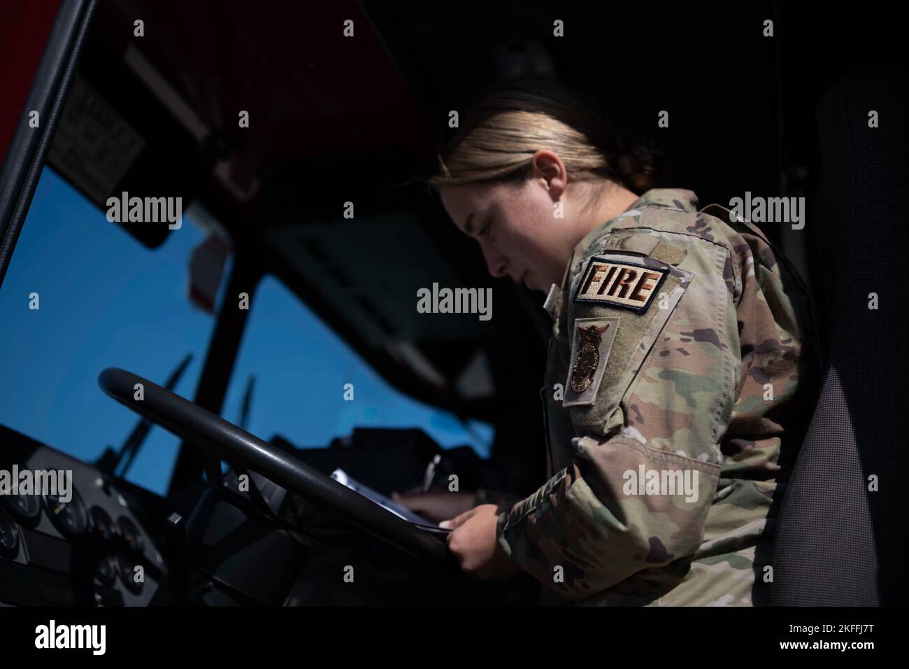 U.S. Air Force Airman Riley Holland, 60th Civil Engineer Squadron fire ...