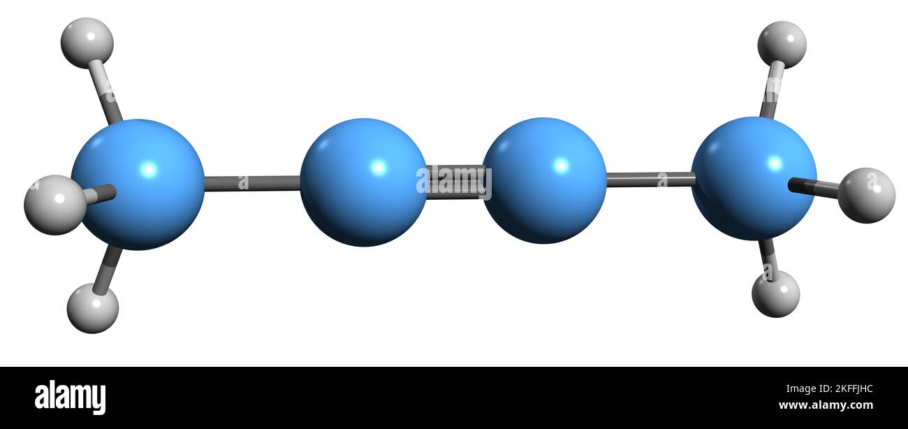 3D image of Butyne skeletal formula - molecular chemical structure of ...