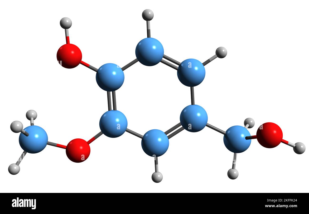 3D image of Vanillyl alcohol skeletal formula - molecular chemical ...
