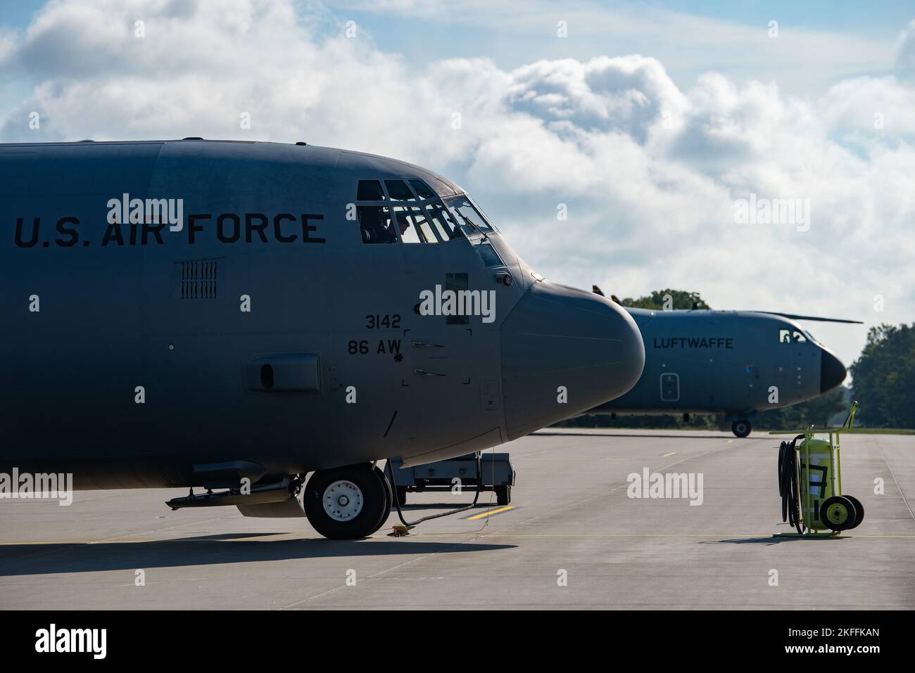 A U.S. Air Force C-130J Super Hercules aircraft, assigned to the 86th ...