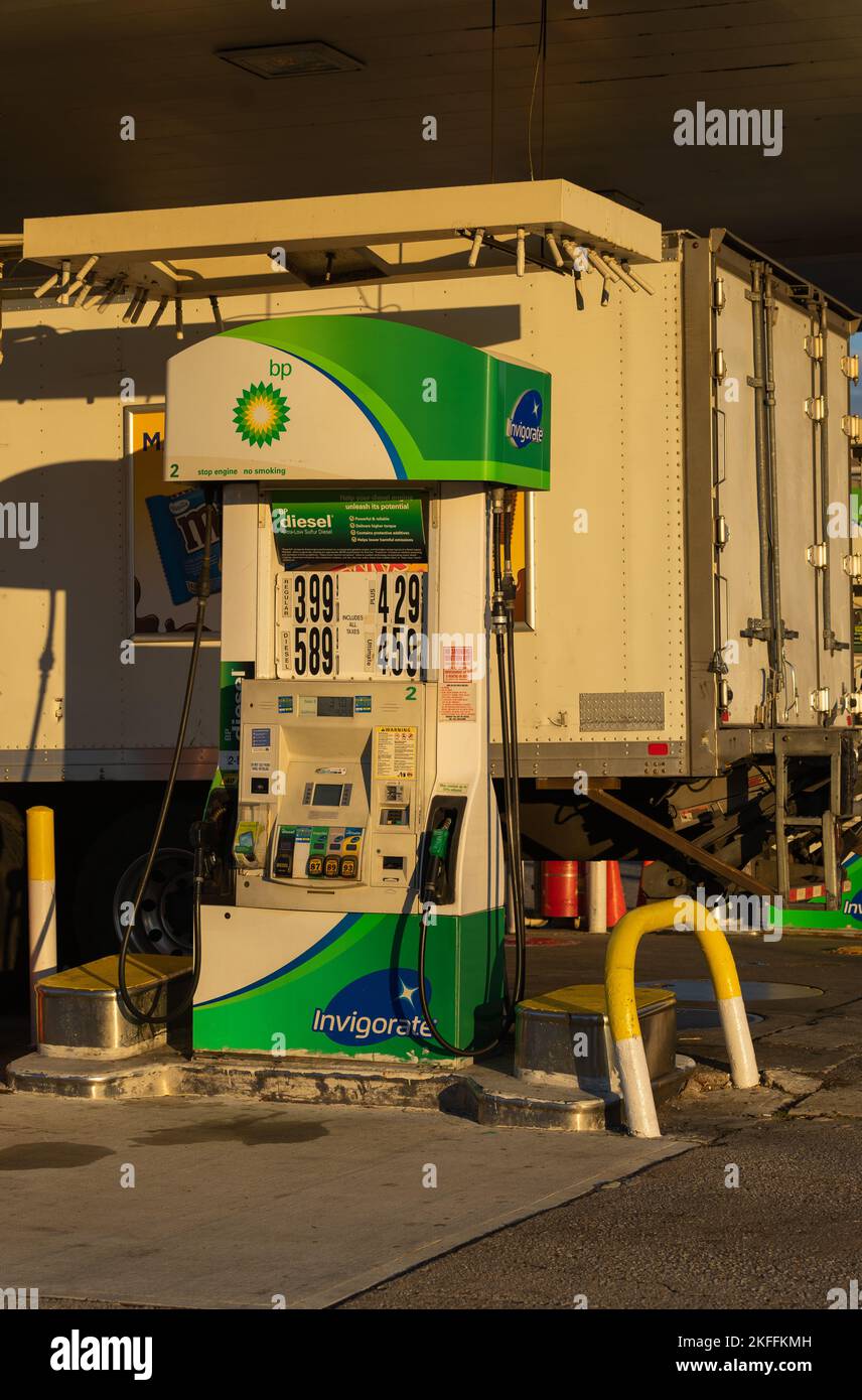 Diesel gas prices remain high and inventory levels are low at a BP gas ...