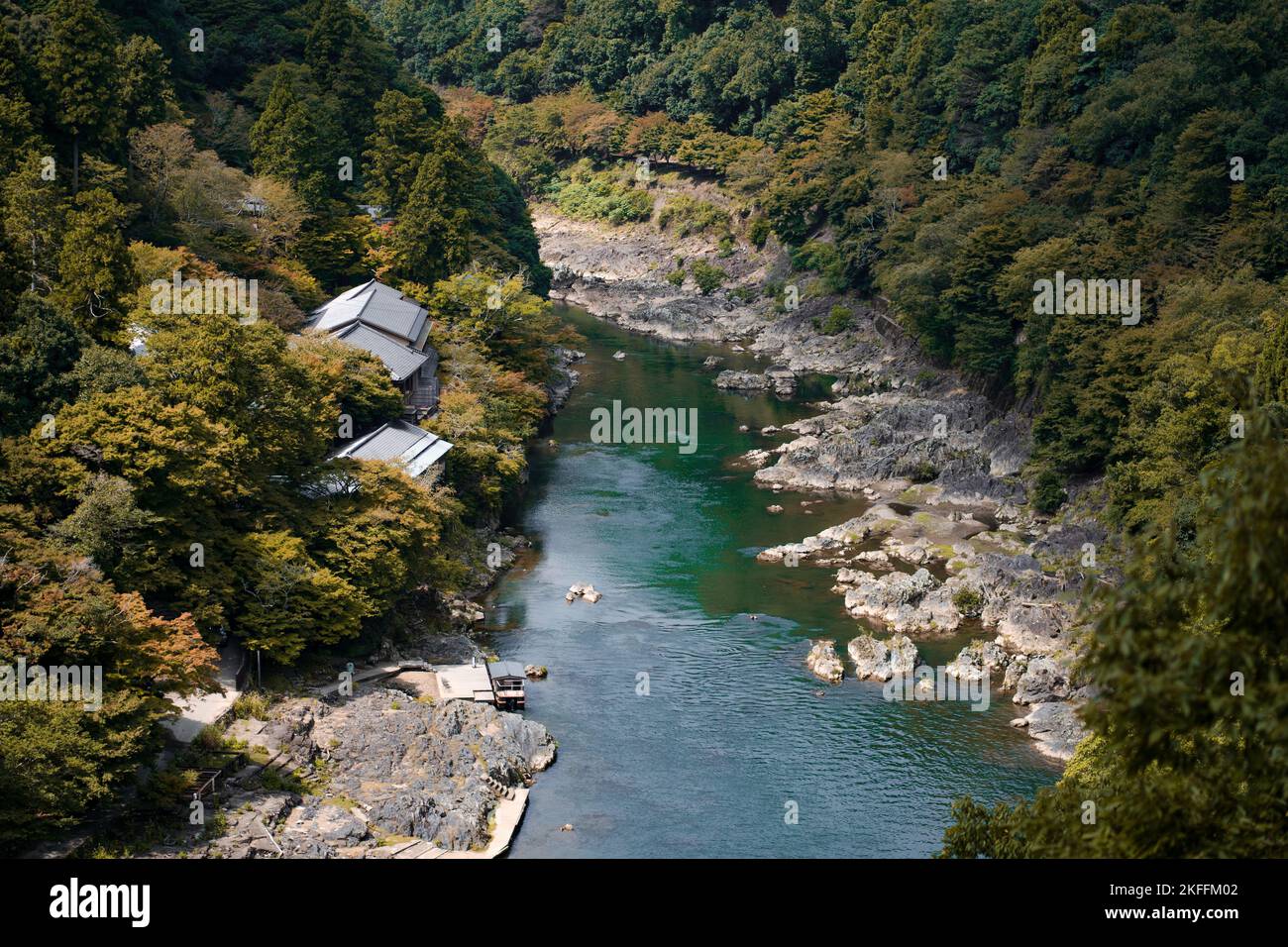 An aerial view of Katsura River in Kyoto in Japan Stock Photo - Alamy