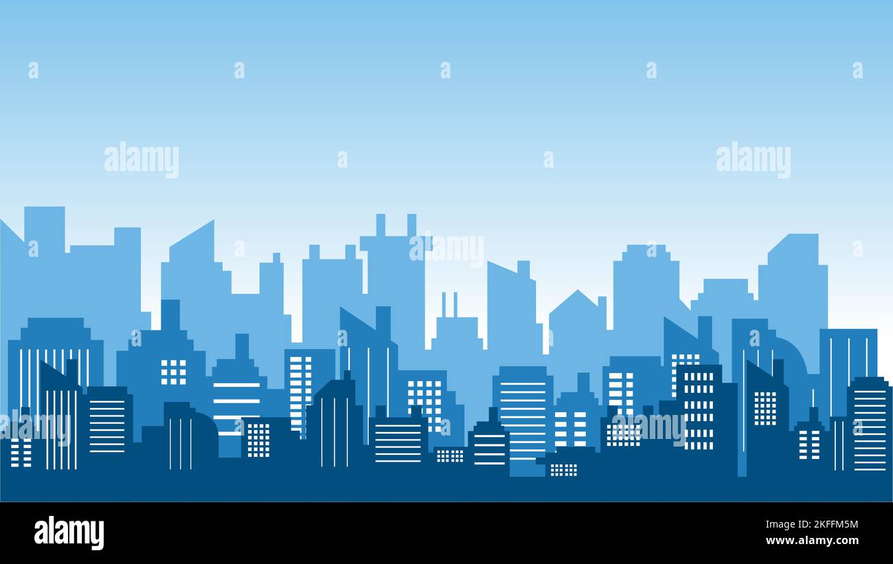 City background with many buildings in the morning. Collection city ...