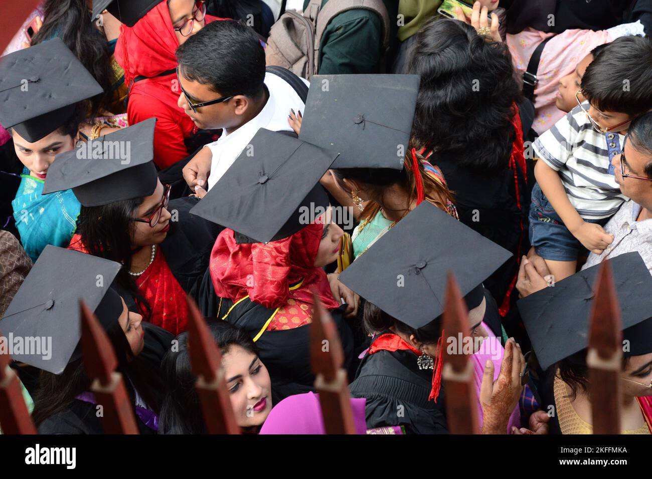 Dhaka, Bangladesh, on November 18, 2022 A group of graduates gather to ...