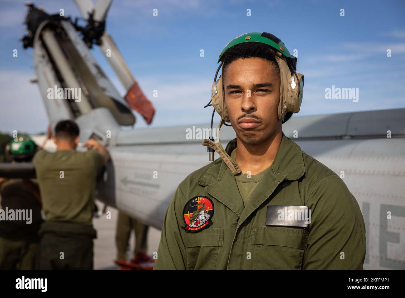 U.S. Marine Corps Lance Cpl. Noah Aucoin, UH-1Y Huey avionic technician ...