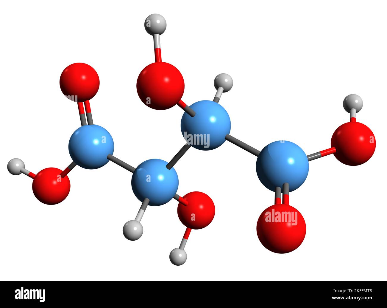 3D image of Tartaric acid skeletal formula - molecular chemical ...