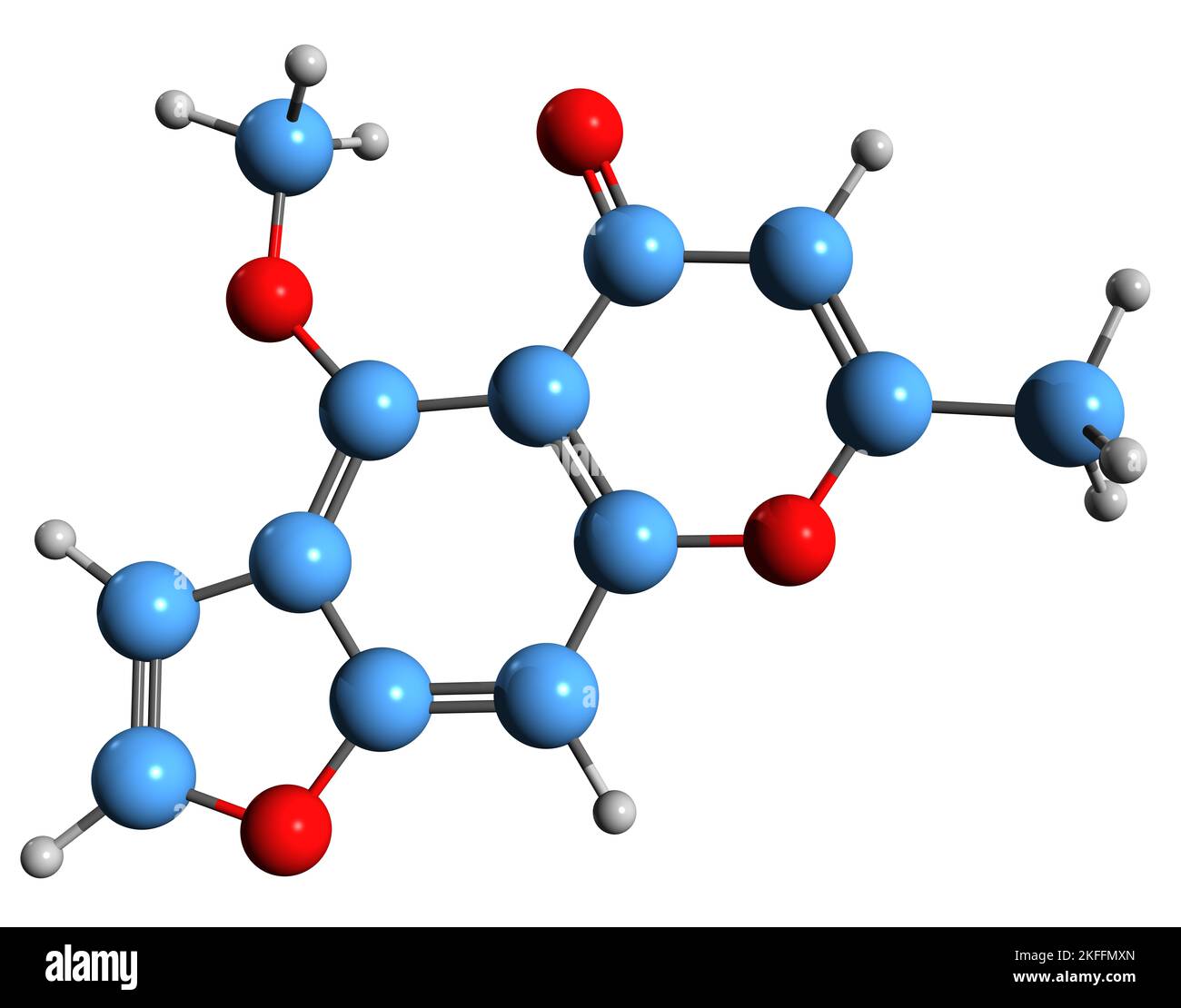 3D image of Visnagin skeletal formula - molecular chemical structure of ...