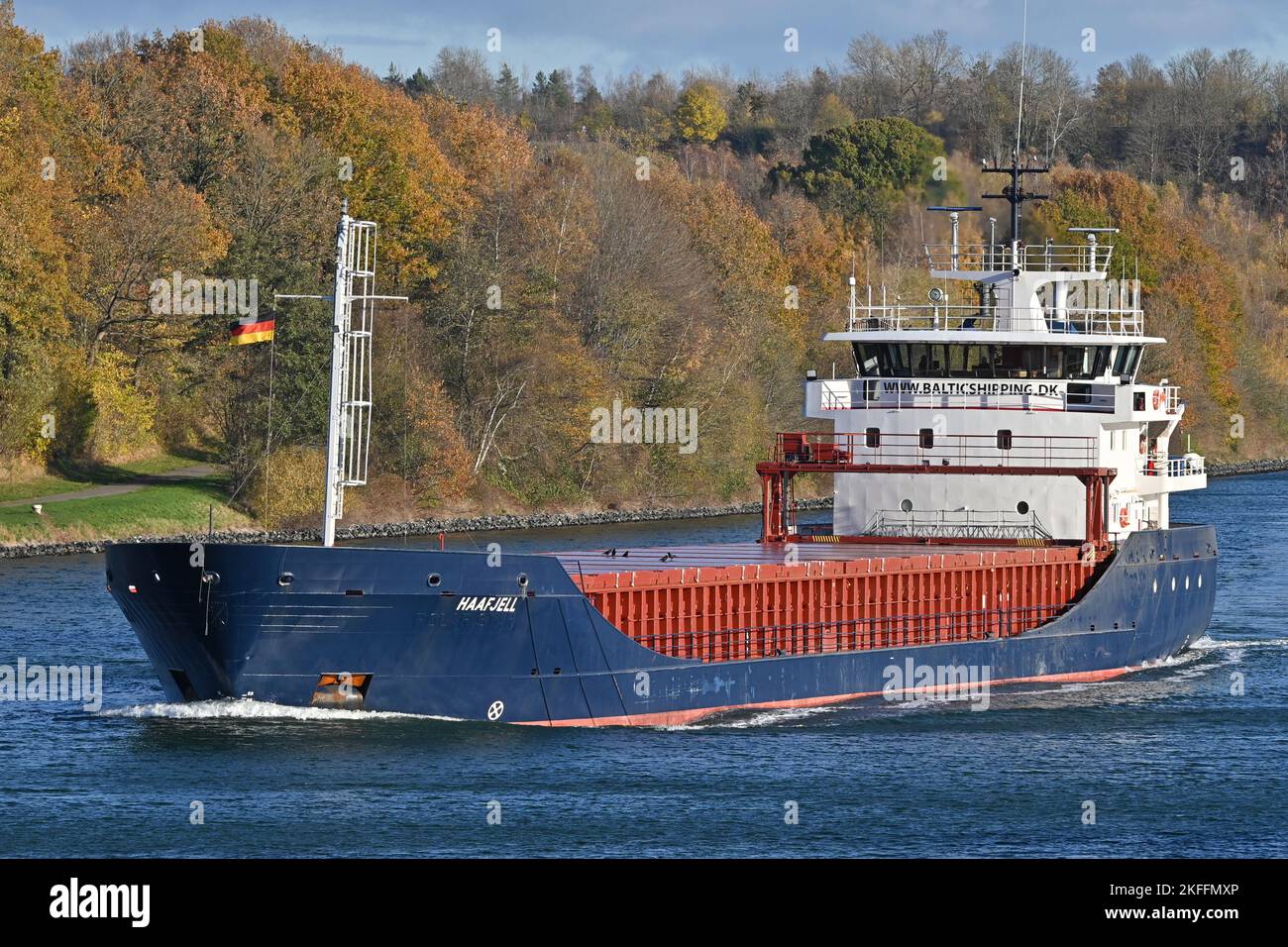 General Cargo Ship HAAFJELL passing the Kiel Canal Stock Photo - Alamy