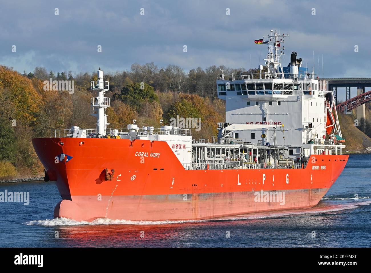 LPG Tanker CORAL IVORY passing the Kiel Canal Stock Photo - Alamy