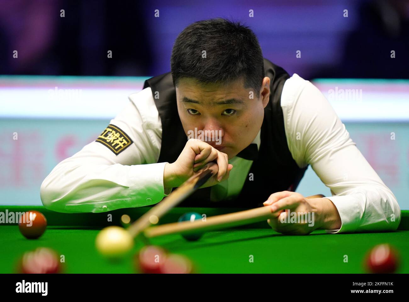 Ding Junhui during his match against Ronnie O'Sullivan during day seven ...