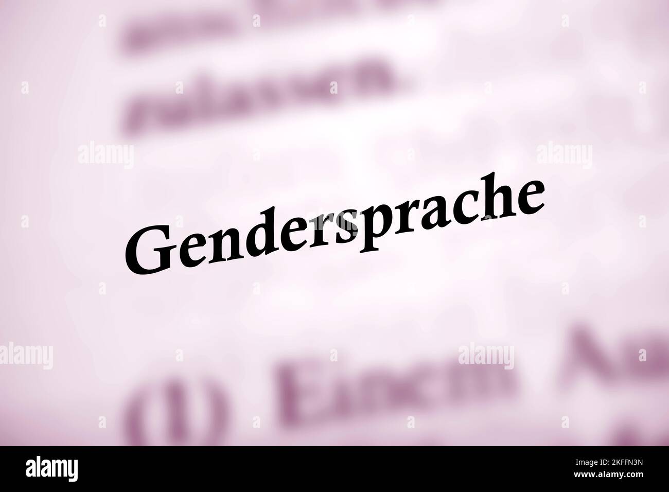 A selective focus from the book page of the word 'Gendersprache ...