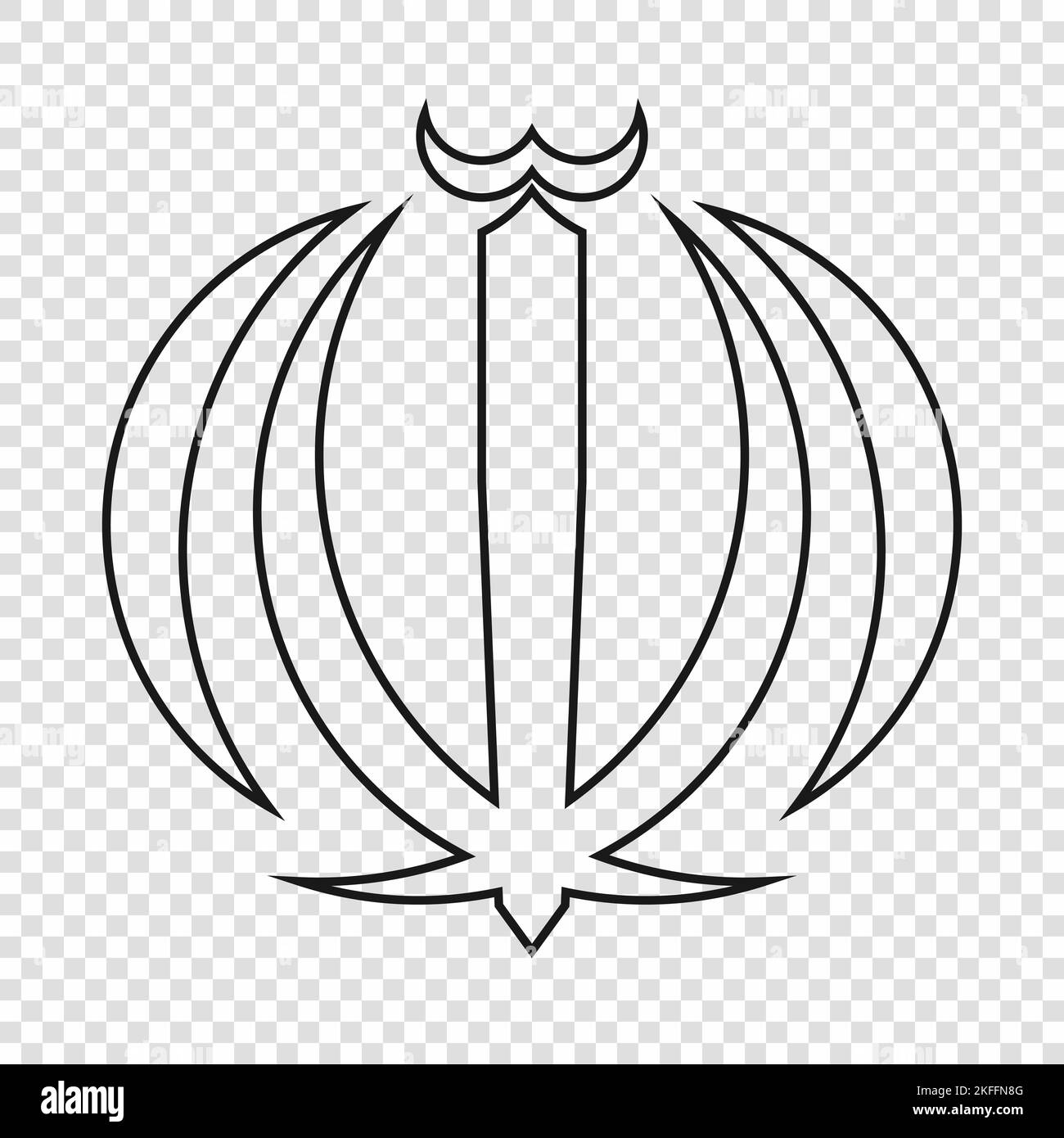 Thin line emblem of Iran. National symbol on transparent background ...