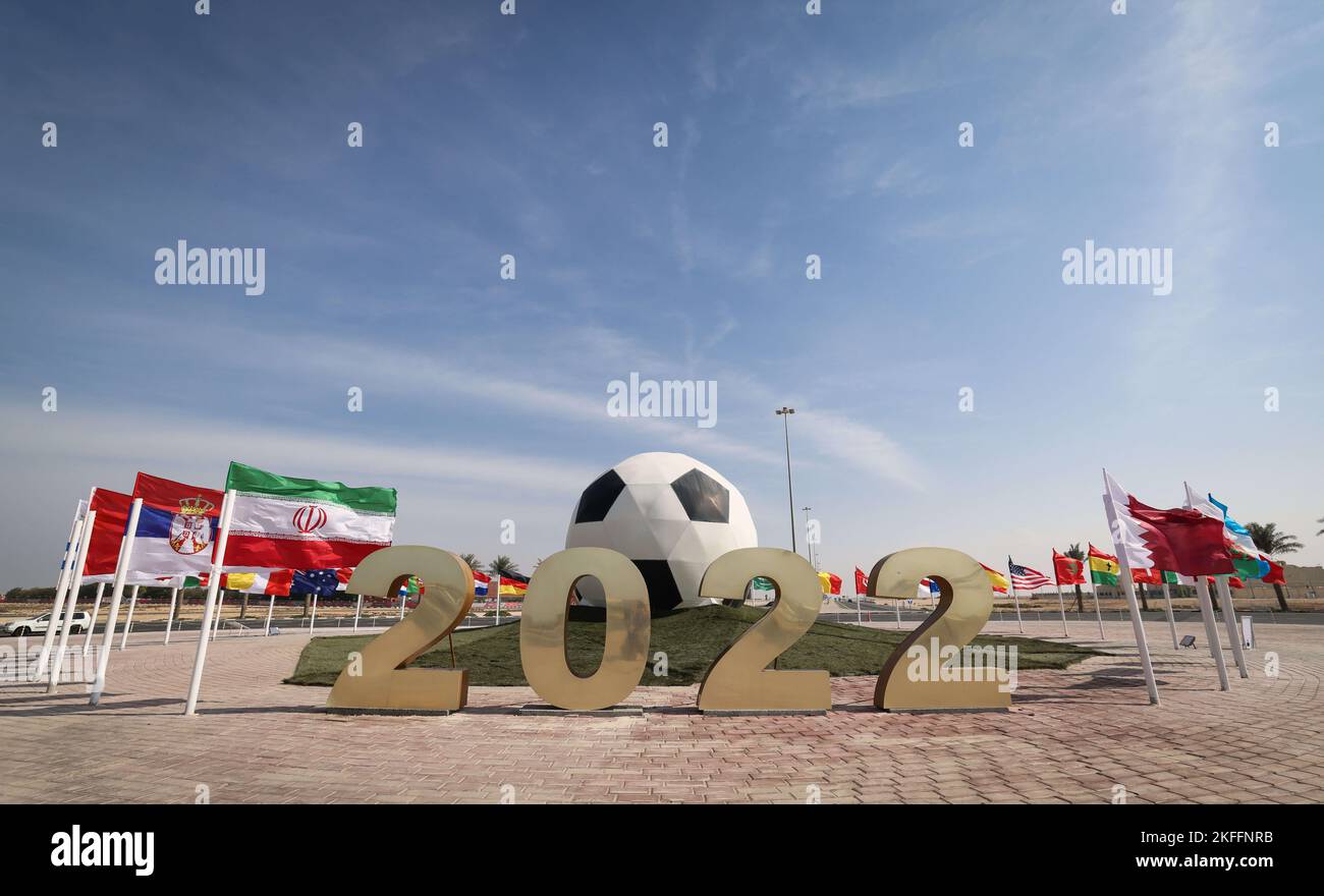 Al Ruwais, Qatar. 18th Nov, 2022. A traffic island in front of the Al ...