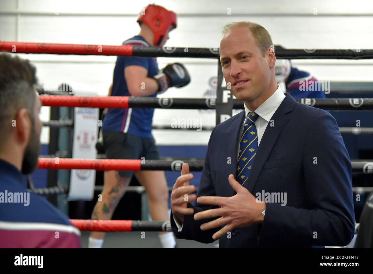 The Prince of Wales as he officially opens the new boxing club during a ...