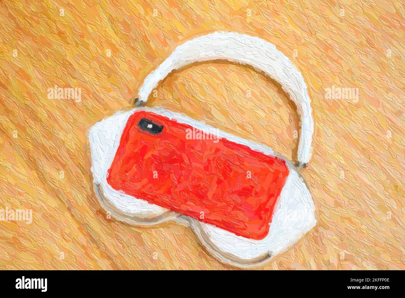 Hand drawn abstract painting on canvas with color texture of iew from ...