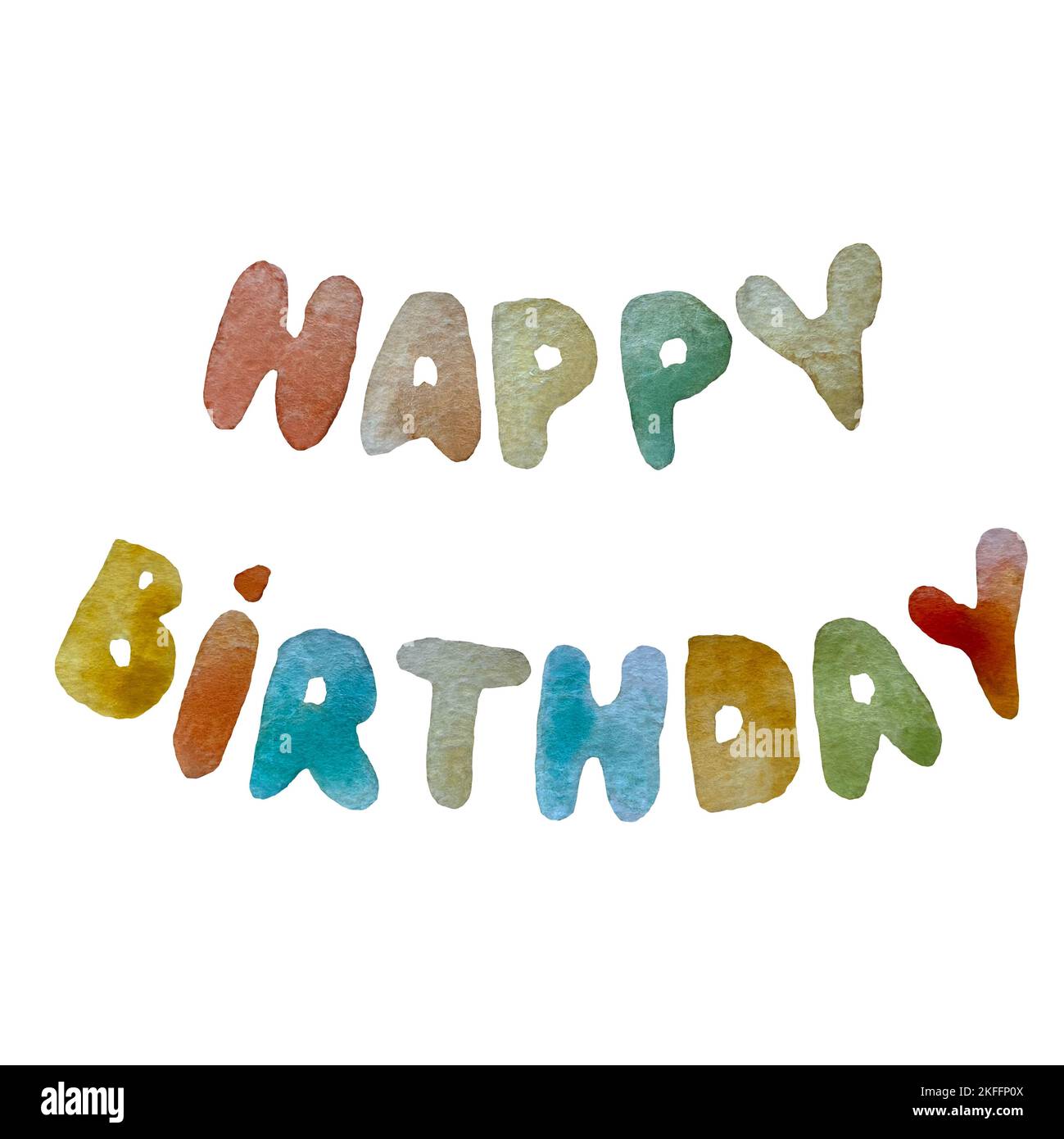 Lettering happy birthday color a watercolor sketch Stock Photo - Alamy