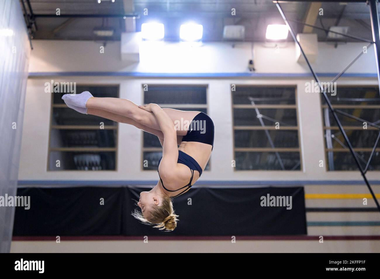 Belgian gymnast Lisa Vaelen pictured in action during a training camp ...