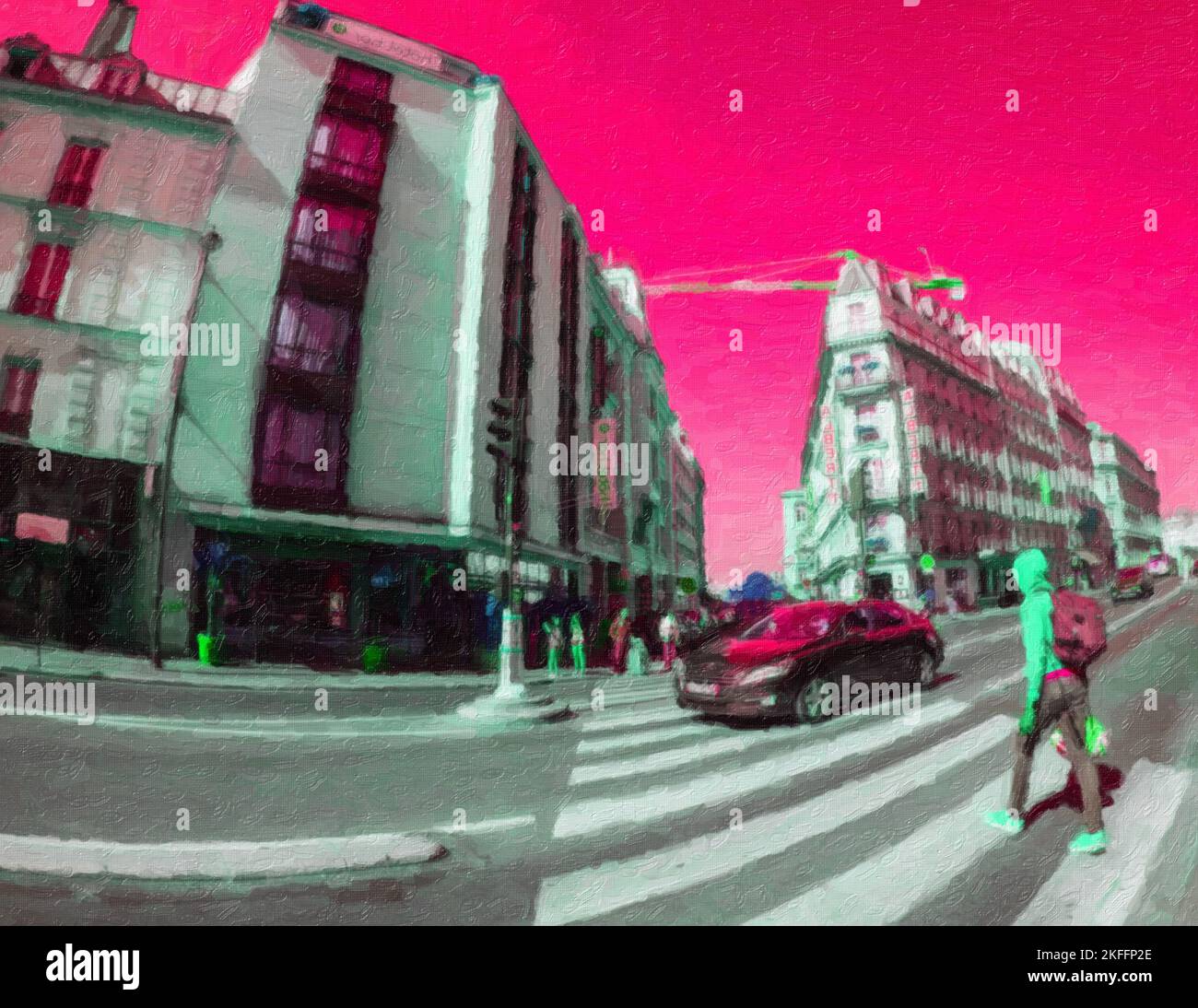 Abstract Hand drawn abstract painting on canvas with color texture of ...