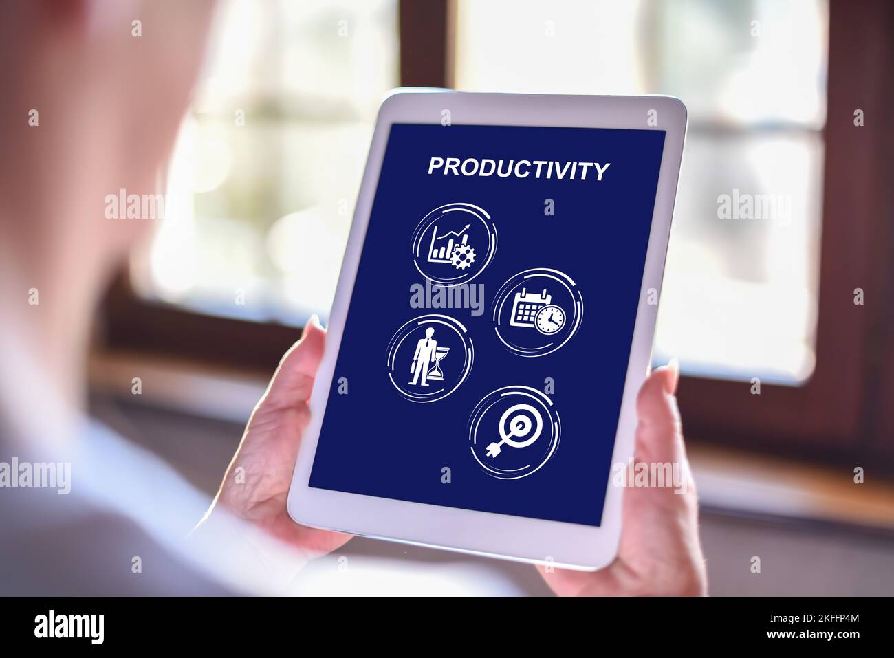 Tablet screen displaying a productivity concept Stock Photo - Alamy