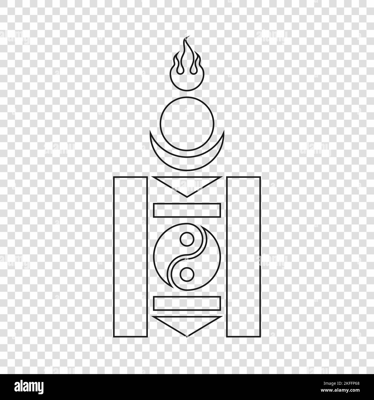 Thin line emblem of Mongolia. National symbol on transparent background ...