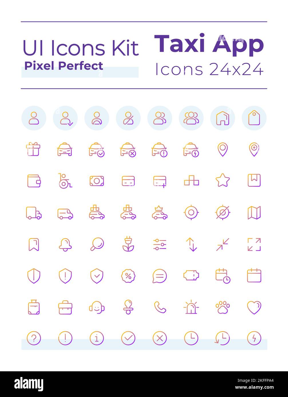 Taxi service pixel perfect gradient linear ui icons set Stock Vector ... Taxi service pixel perfect gradient linear ui icons set Stock Vector ...