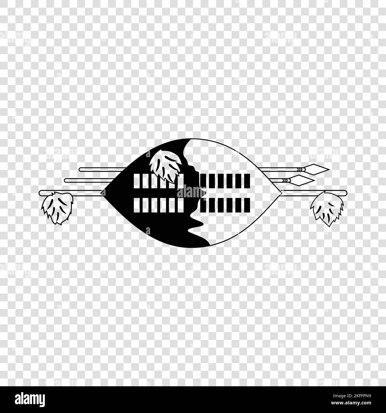 Thin line emblem of Eswatini. National symbol on transparent background ...