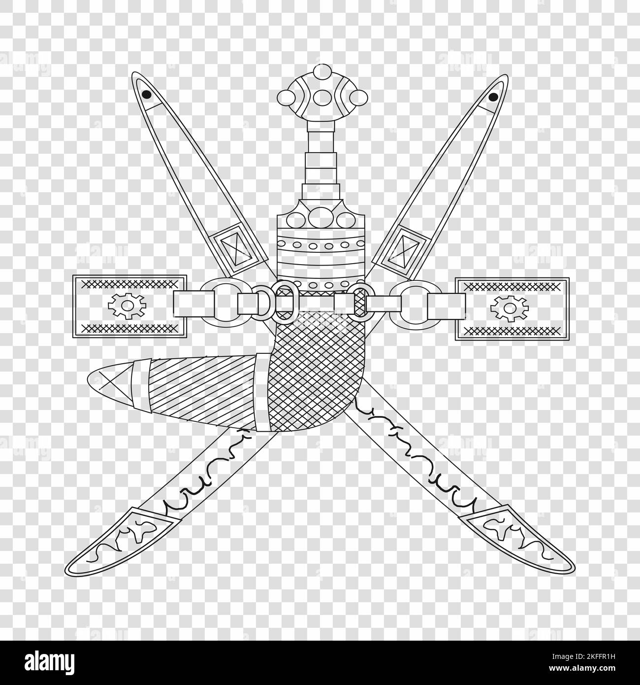 Thin line emblem of Oman. National symbol on transparent background ...