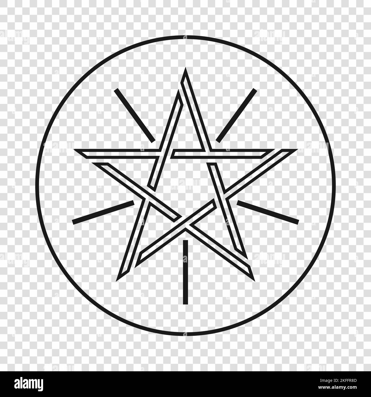 Thin line emblem of Ethiopia. National symbol on transparent background ...