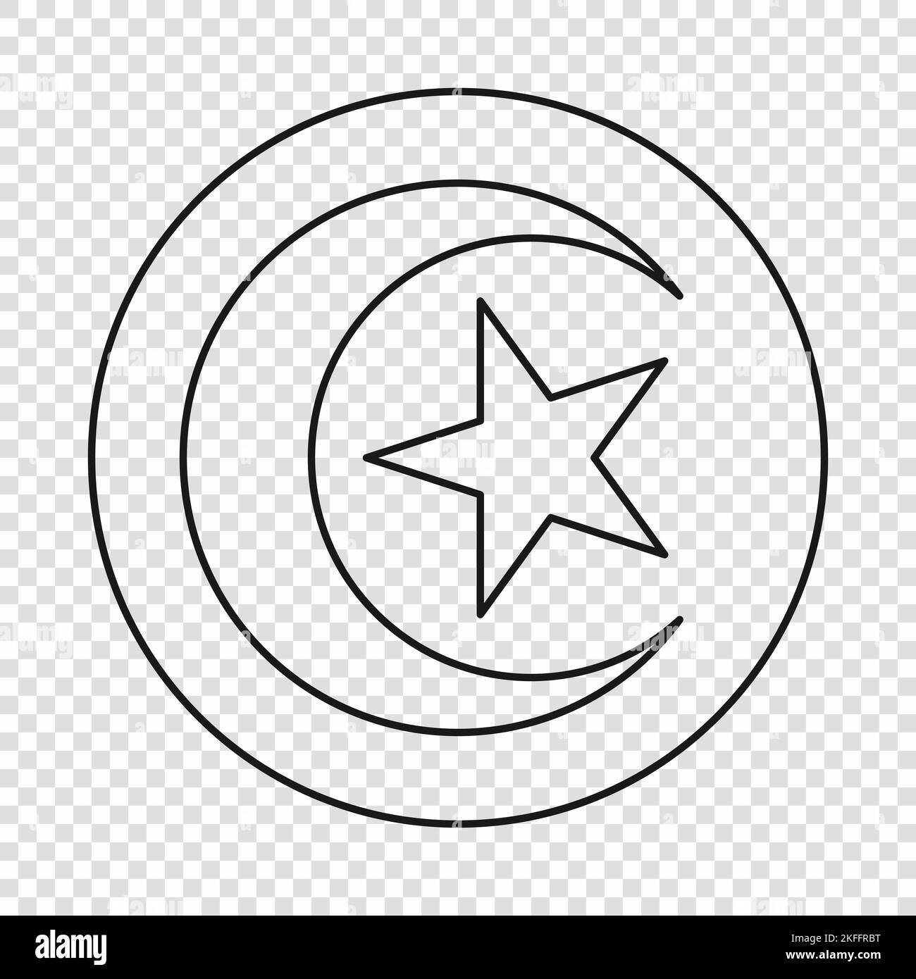 Thin line emblem of Tunisia. National symbol on transparent background ...