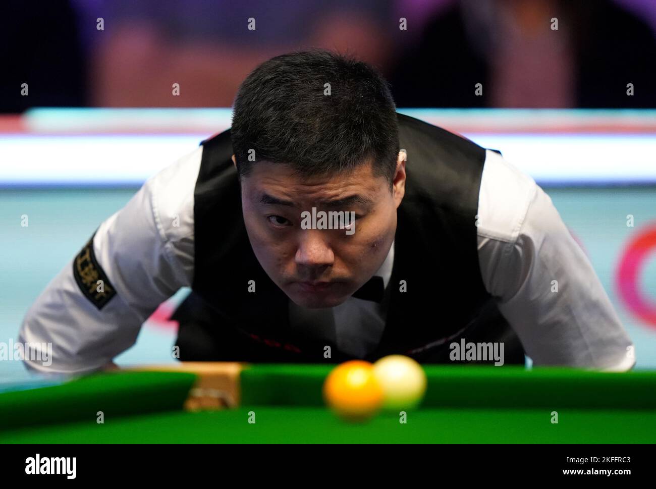 Ding Junhui during his match against Ronnie O'Sullivan during day seven ...
