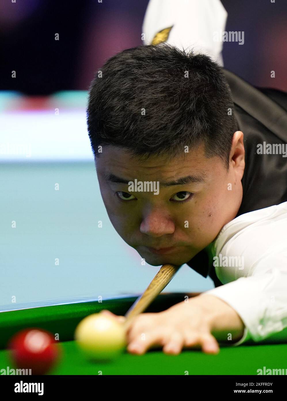 Ding Junhui during his match against Ronnie O'Sullivan during day seven ...