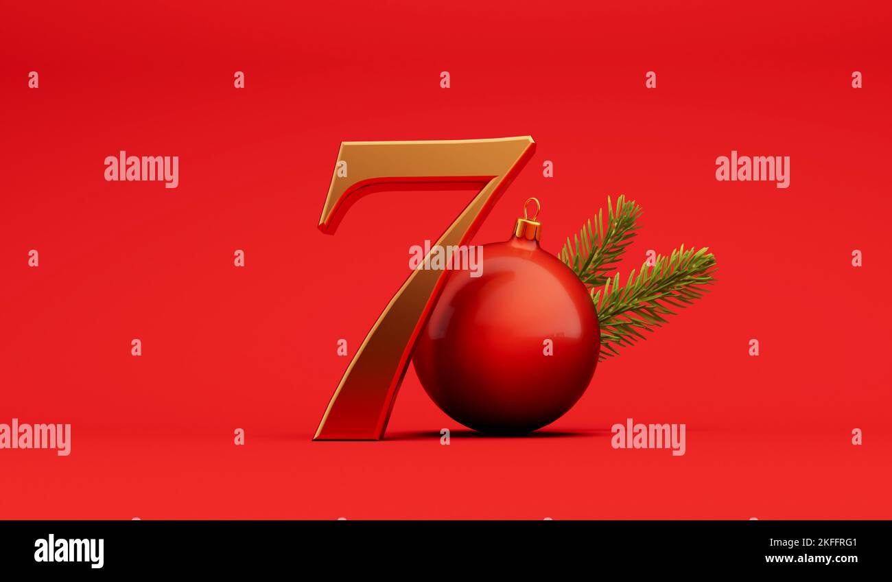 The 12 days of christmas. 7th day festive background gold lettering ...