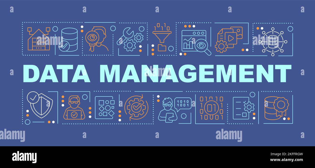Data management word concepts dark blue banner Stock Vector Image & Art - Alamy