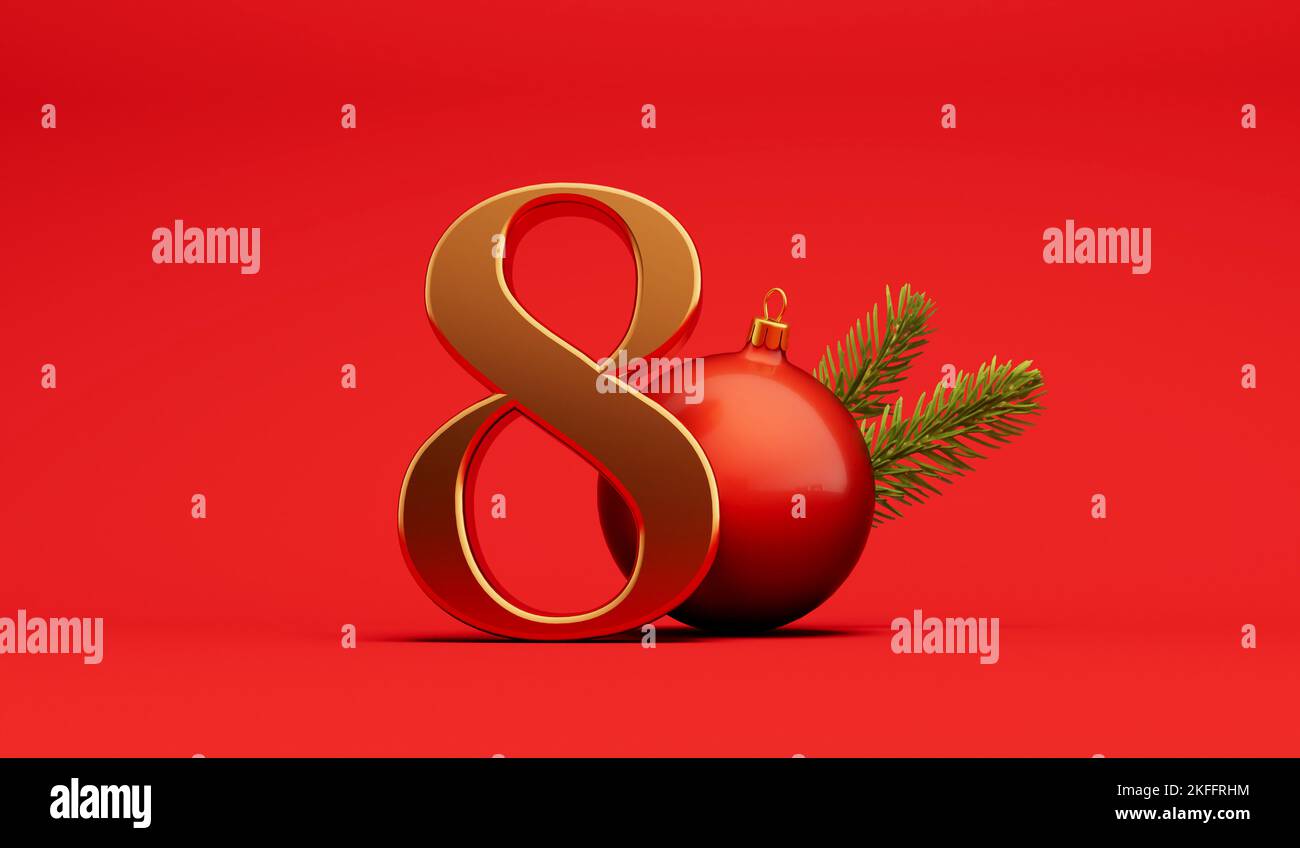 The 12 days of christmas. 8th day festive background gold lettering ...