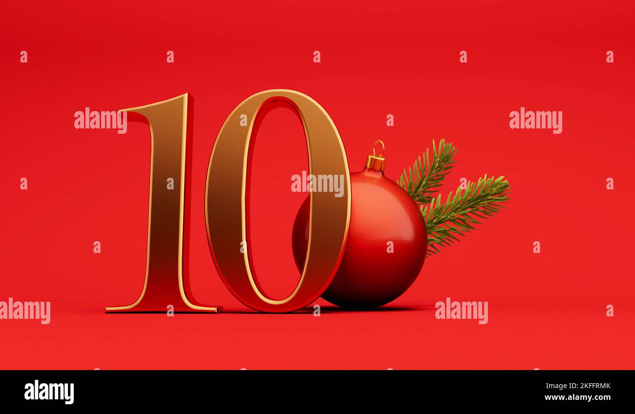 The 12 days of christmas. 10th day festive background gold lettering ...