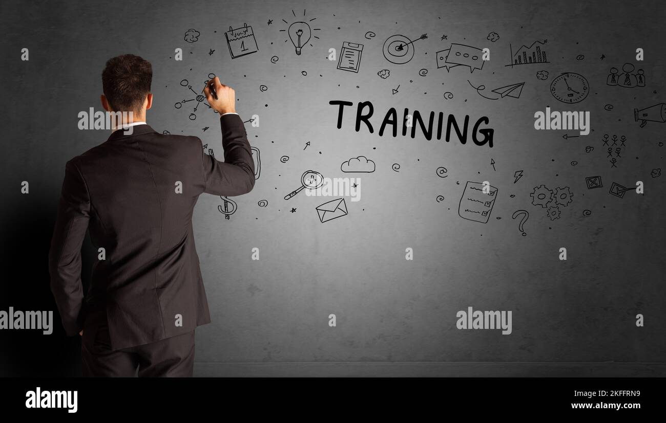 businessman drawing a creative idea sketch Stock Photo - Alamy