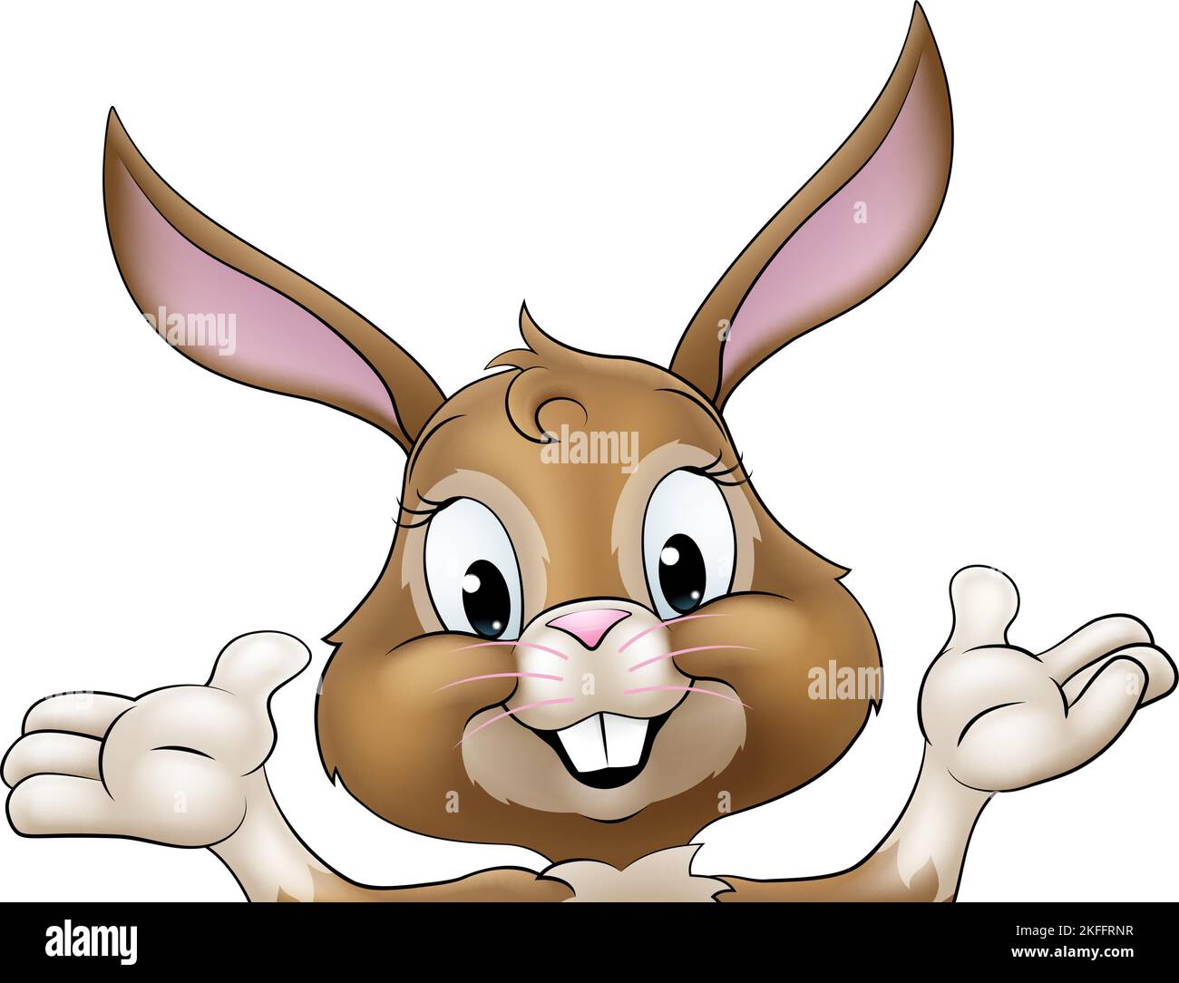 Easter Bunny Rabbit Cartoon Character Peeking Sign Stock Vector Image ...