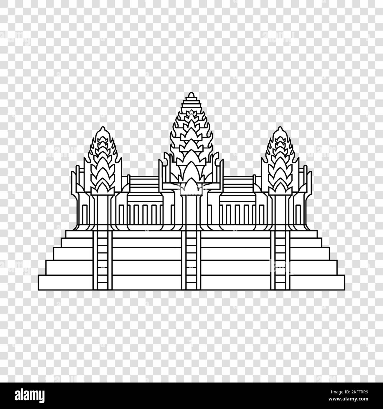 Thin line emblem of Cambodia. National symbol on transparent background ...